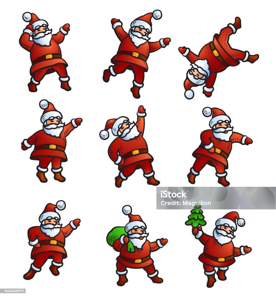 Dancing Santa Claus Set Stock Illustration Download Image Now