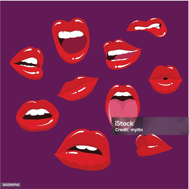 Multiple Lips In A Purple Background向量圖形及更多人的嘴唇圖片 人的嘴唇 微笑 女人 Istock