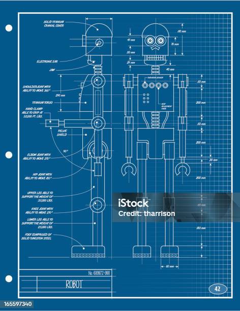 Robot Blueprint向量圖形及更多藍圖圖片 藍圖 機械人 機械 Istock