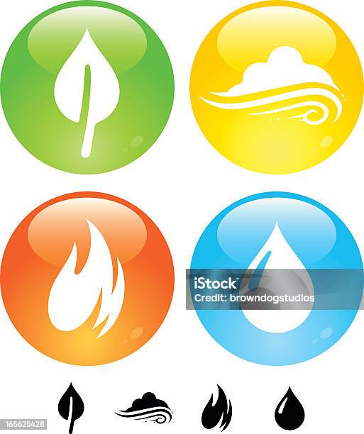 Bubble Buttons Representing The Four Elements向量圖形及更多四大元素圖片 四大元素 泥土