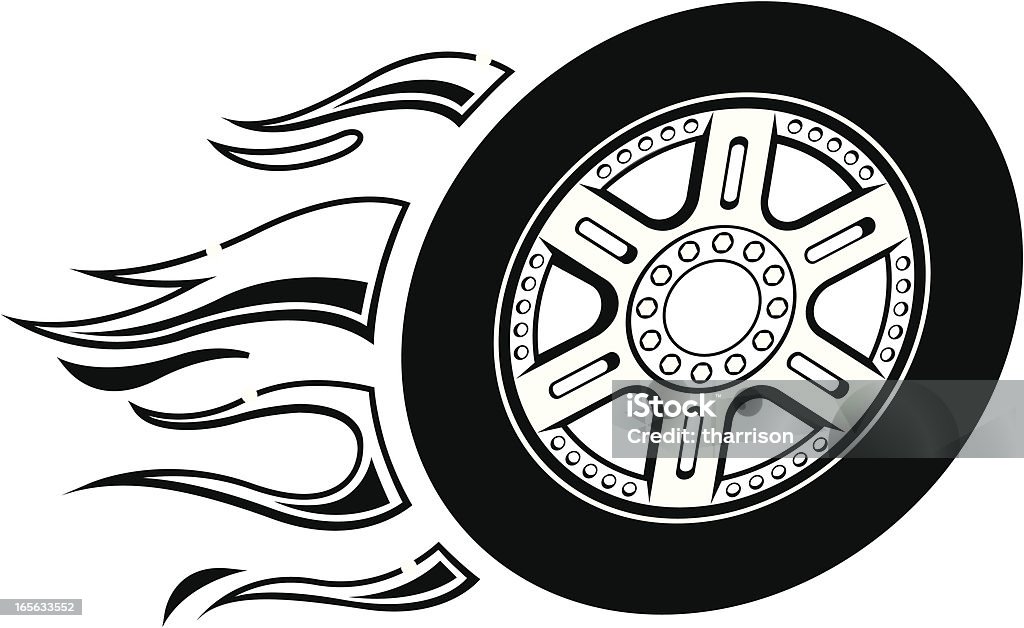Flaming Wheel Bw Stock Illustration Download Image Now Fire