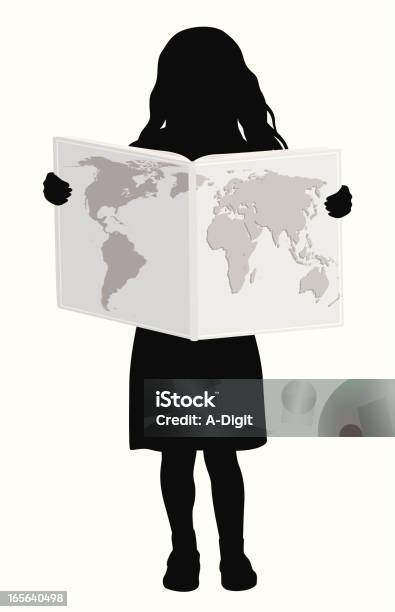 Learning Geography Vector Silhouette向量圖形及更多側影圖片 側影 兒童 讀 Istock