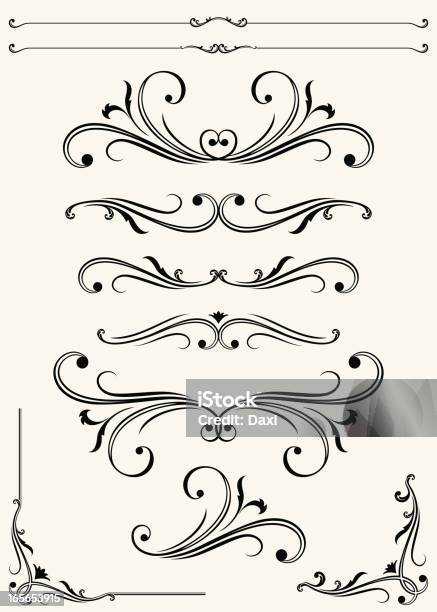 Vectorized Scroll Set向量圖形及更多復古風格圖片 復古風格 插圖 曲線 Istock