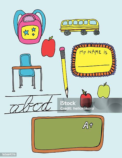 Back To School 설정 아이에 대한 스톡 벡터 아트 및 기타 이미지 아이 이름표 교육 Istock