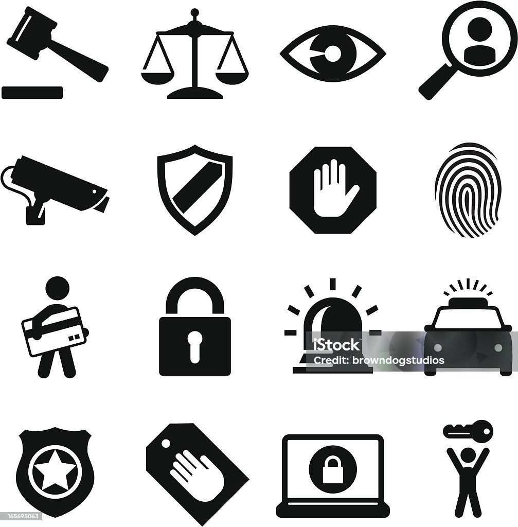Security Icons Black Series向量圖形及更多圖示圖片 圖示 白領罪 停止手勢 Istock