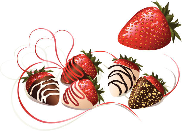 80 Chocolate Covered Strawberries Heart Stock Illustrations Royalty