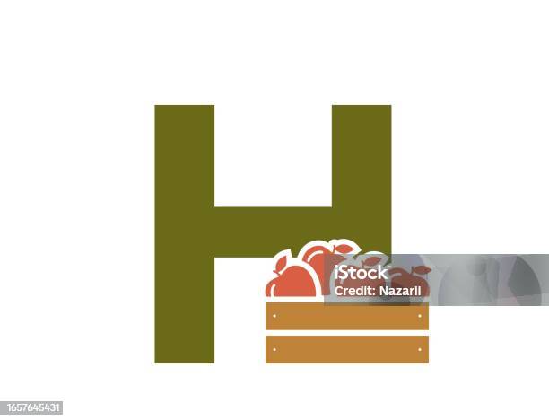 Lettre H Avec Caisse De Pommes Symbole Du Logo De Lalphabet Des Fruits