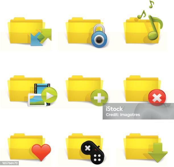 Document Folder Icon Set向量圖形及更多下載圖片 下載 互聯網 休閒遊戲 Istock
