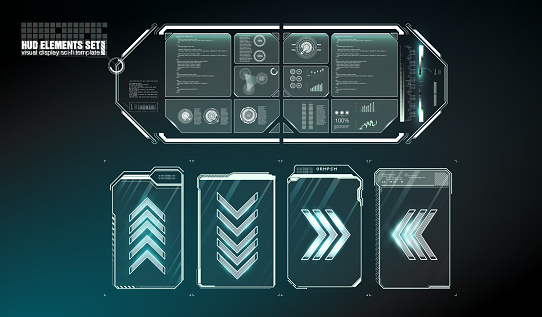Desain Layar Antarmuka Hud Vektor Futuristik Judul Info Digital Hud Ui
