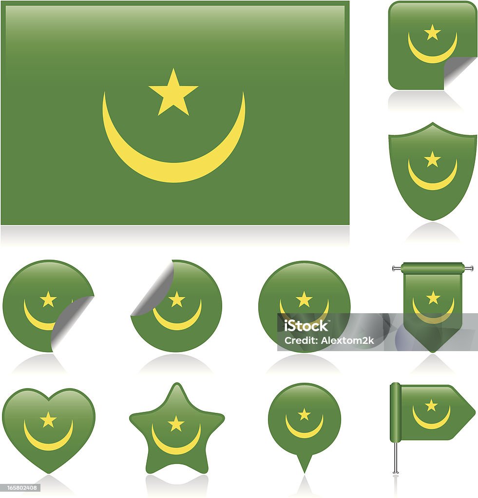 Mauritania Flag Set Stock Illustration Download Image Now Badge Coat Of Arms Flag Istock
