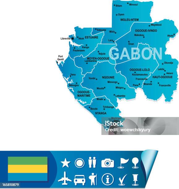 Ilustración De Mapa De Gabón Y Más Vectores Libres De Derechos De Azul