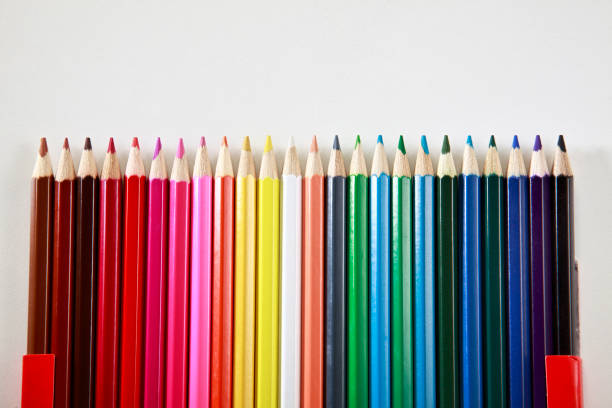 Free Stock Photo of Colorful pencils lined up in a row ready for use ...