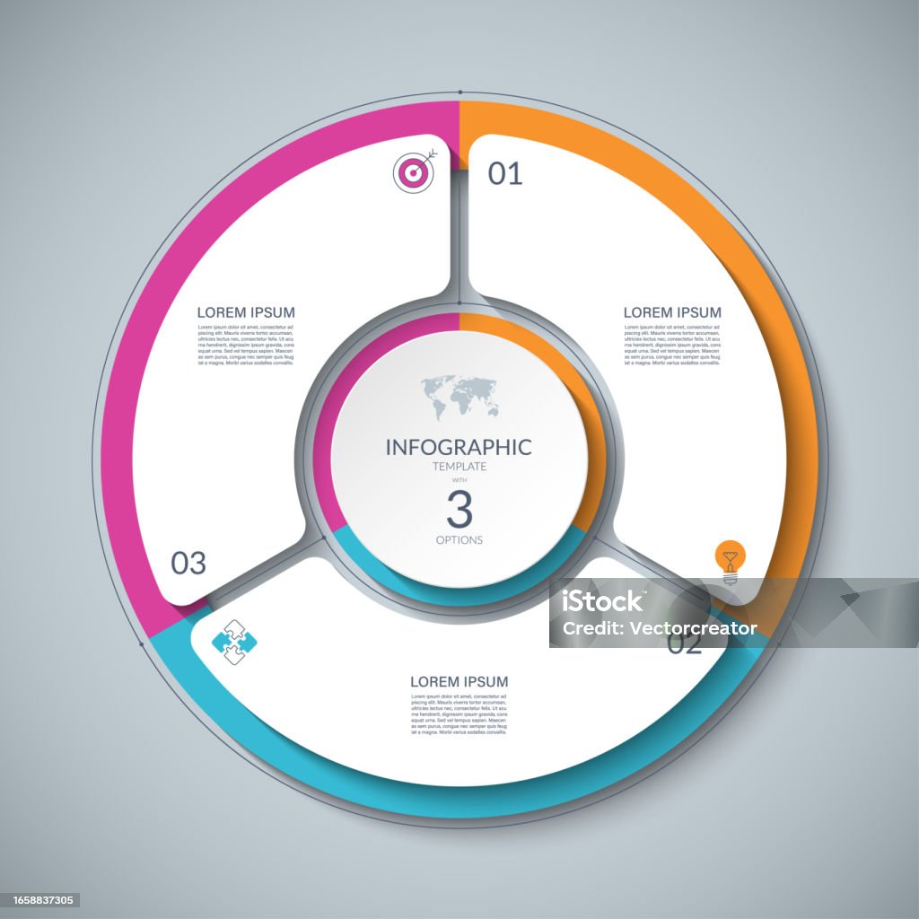Cercle Infographique Avec 3 Options Parties Diagramme De Cycle En 3