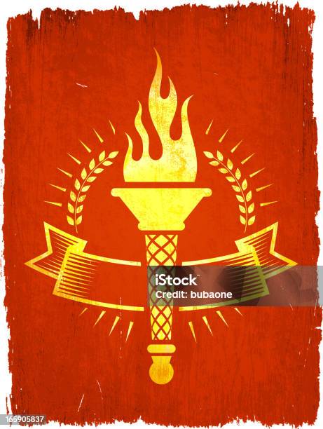 Torch Badge On Royalty Free Vector Background向量圖形及更多體育火炬圖片 體育火炬 不衛生的