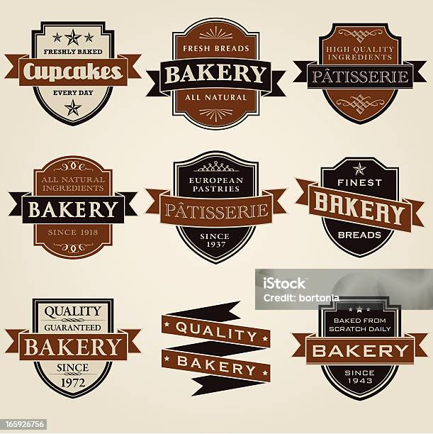 Vintage Bakery Labels Icon Set向量圖形及更多咖啡色圖片 咖啡色 單字詞 圓形 Istock
