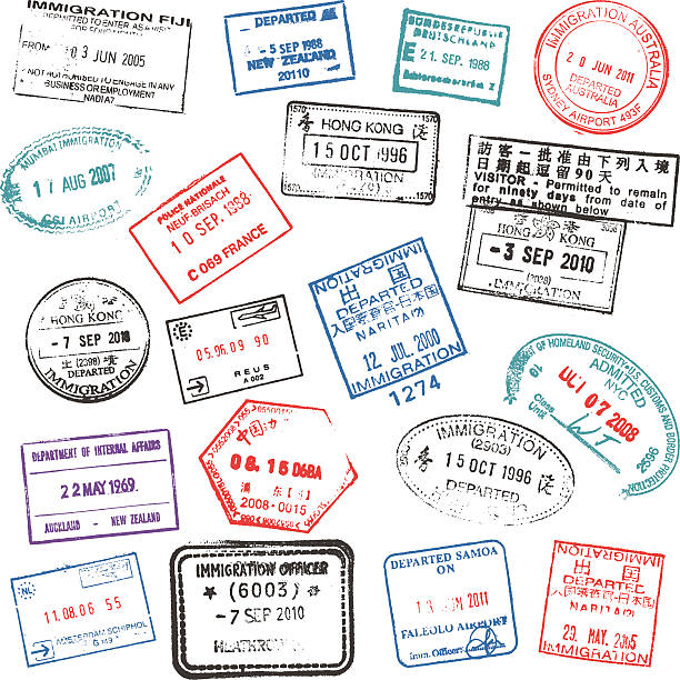 1100 Airport Sign Emigration And Immigration Passport Stamp Stock