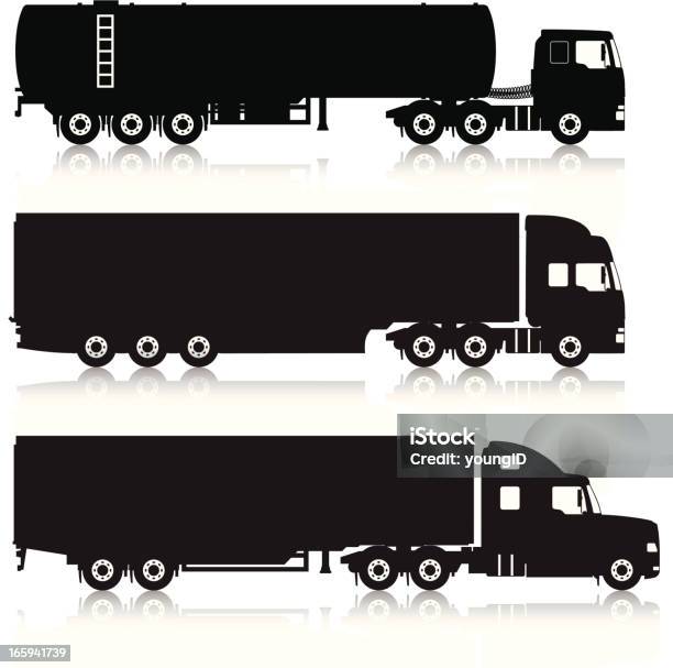 Trucks Trailers Silhouettes向量圖形及更多鉸接式貨車圖片 鉸接式貨車 矢量圖 圖示 Istock