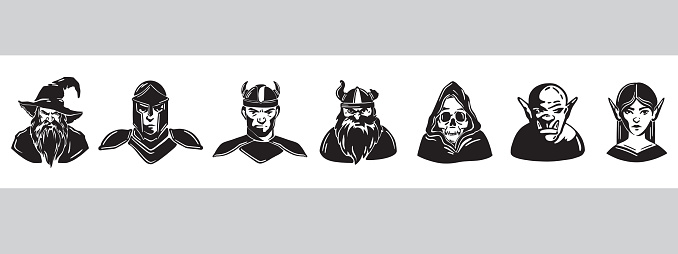 Fantasy Character Silhouette Game Avatar Set Vector Medieval Rpg Role ... Fantasy Character Silhouette Game Avatar Set Vector Medieval Rpg Role ...