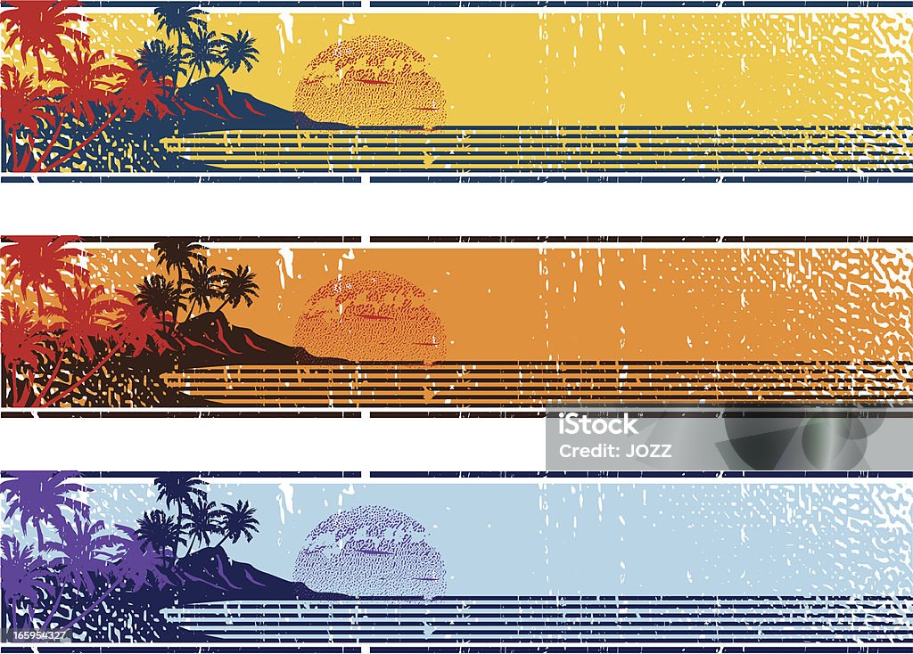 Waikiki Band Stock Illustration Download Image Now Retro Style Sunset Big Island Hawaii