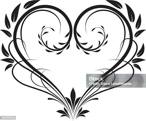 Victorian Swirly Calligraphy Heart Frame Vector Illustration向量圖形及更多古典風格