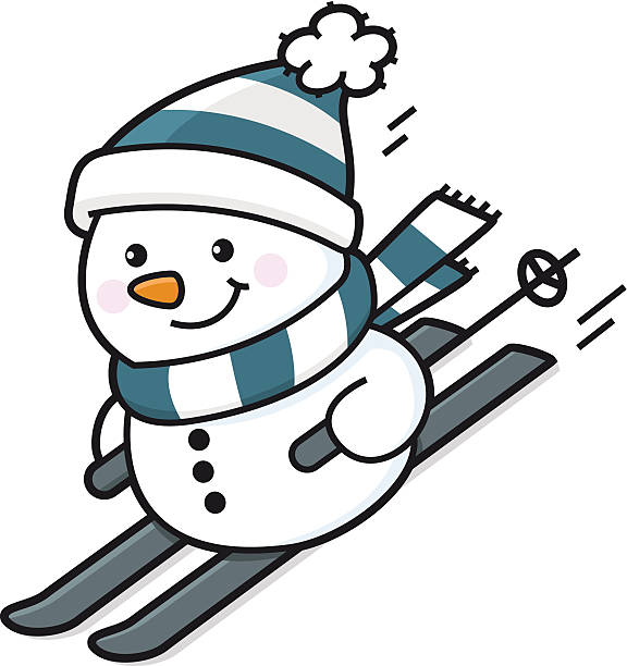 Snowman Sledding Clipart