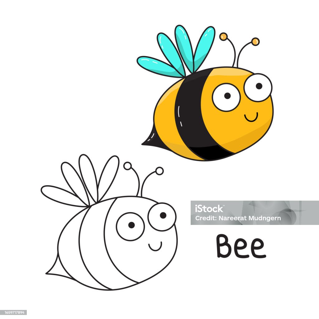Ilustración De Libro Para Colorear Abeja Y Más Vectores Libres De