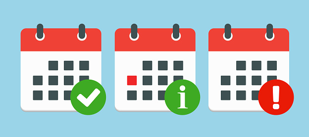 Calendrier Des Icônes Vérification Des Messages Contextuels Infos