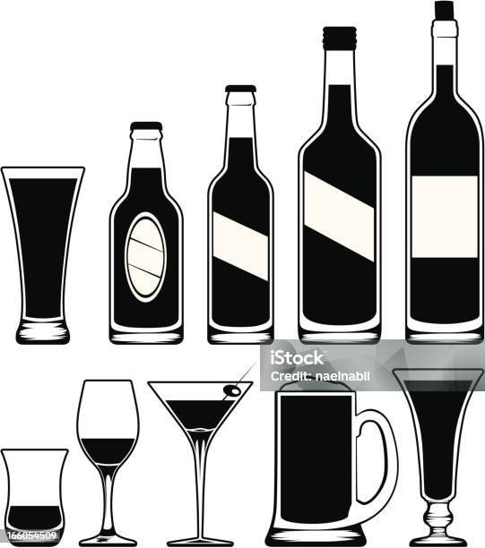 Alcohol Glasses And Bottles Stock Illustration Download Image Now Beer Alcohol Black