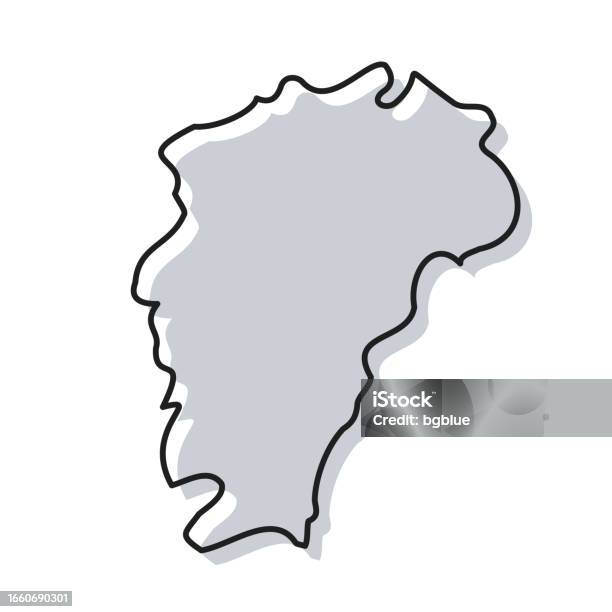 Jiangxi Map Hand Drawn On White Background Trendy Design Stock