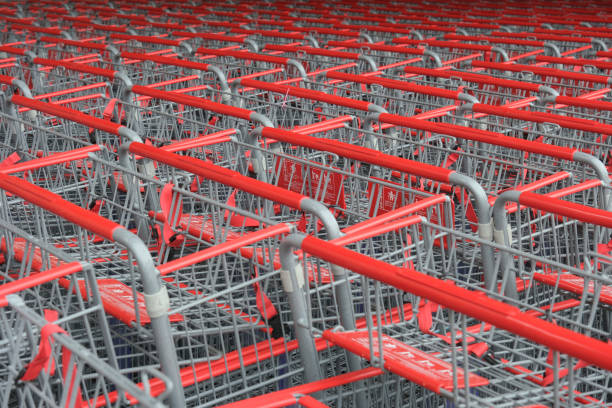 Free Stock Photo of Row of Red and Silver Shopping Carts | Download ...