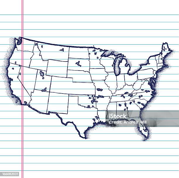 Handdrawn 맵을 Usa 지도에 대한 스톡 벡터 아트 및 기타 이미지 지도 미국 스케치 Istock