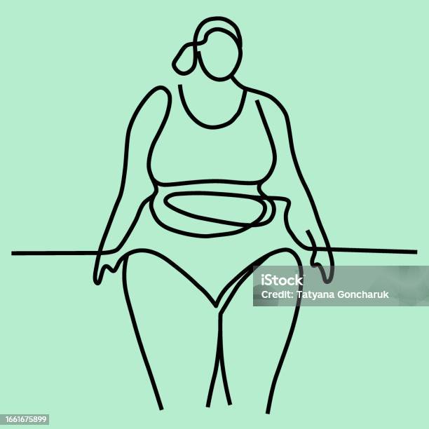 Vector Illustration Of A Plump Woman Line Art Body Positivity Symbol