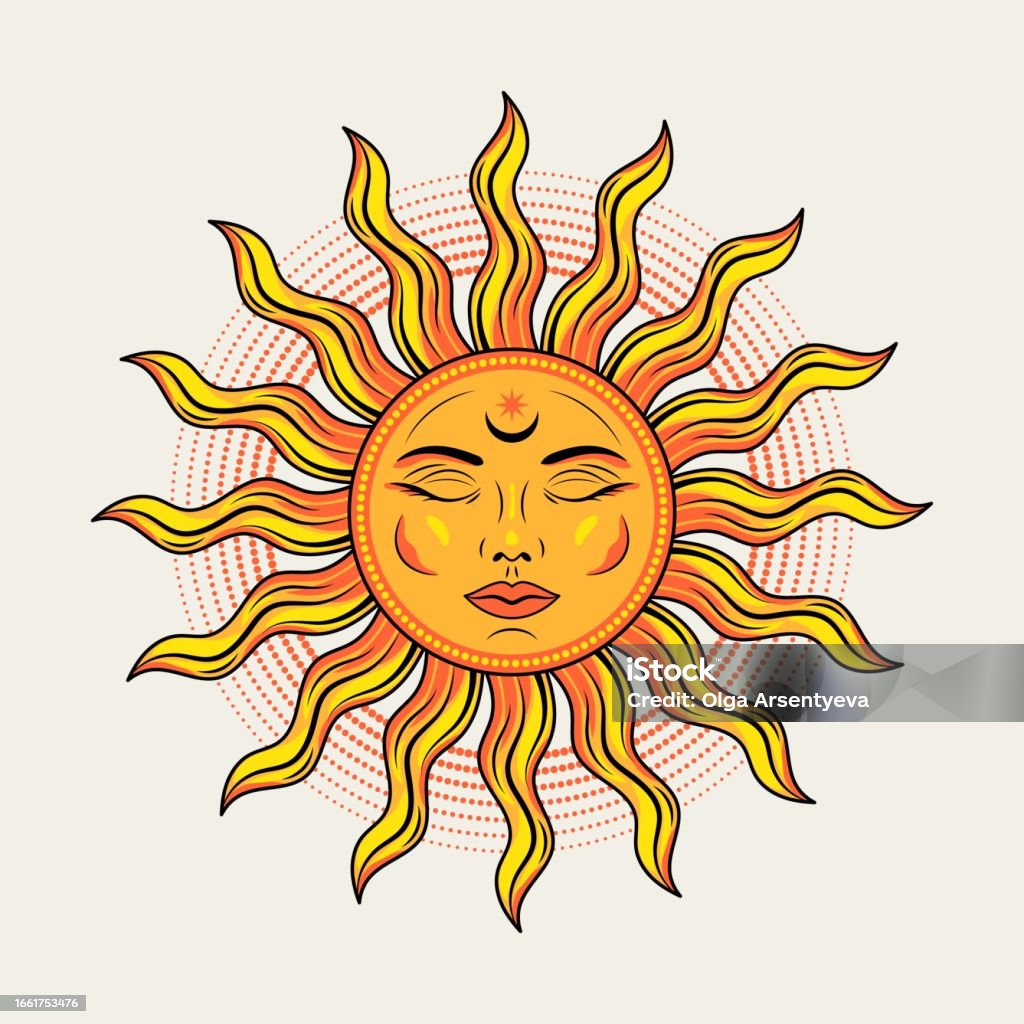 顔を持つ中世の太陽目を閉じた 1960~1969年のベクターアート素材や画像を多数ご用意 1960~1969年 Good Vibes