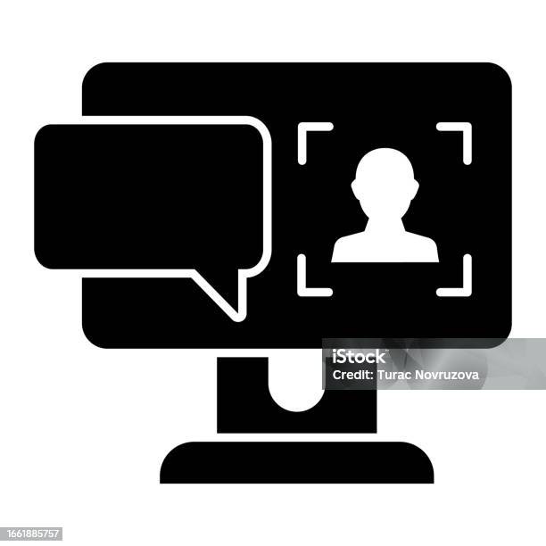 User On Computer Monitor Solid Icon Authorization Vector Illustration