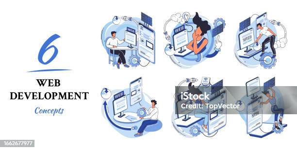Web Development Coding And Programming Creation Digital Software Mobile Desktop Platforms Stock