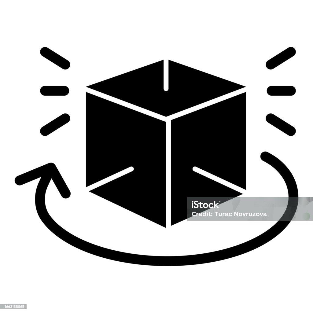 Cube Rotation Solid Icon Cube 360 Degrees Rotate Vector Illustration Isolated On White Geometric