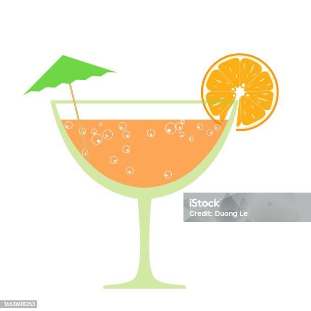 Mignon Cocktail Orange Plat Illustration Vectorielle Dans Le Style