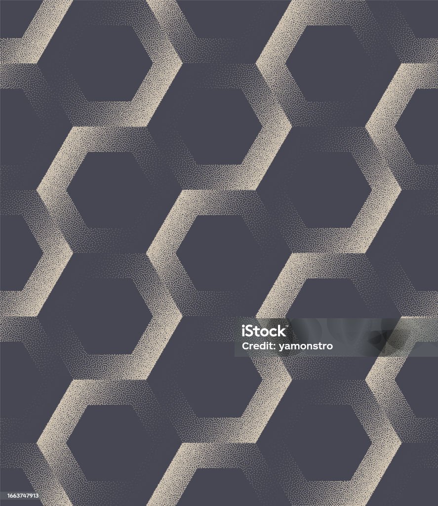 Hexagonal Grid Dynamic Seamless Pattern Vector Dot Work Abstract