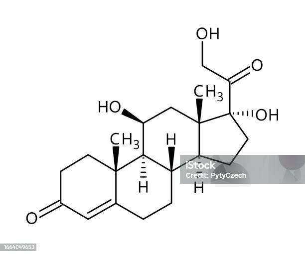 Cortisol Structural Formula Of Molecular Structure Stock Illustration