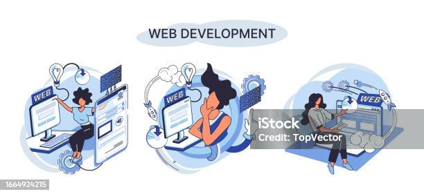 Web Development Coding And Programming Creation Digital Software Mobile Desktop Platforms Stock