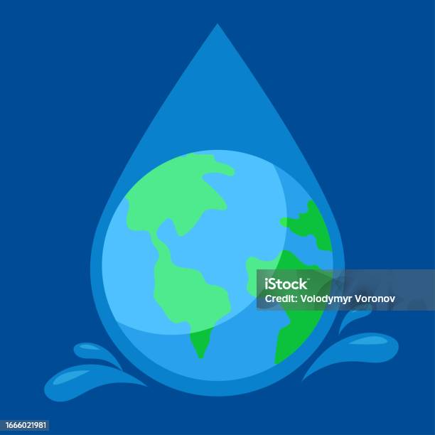 Save Water Concept Earth In Water Drop Stock Illustration Download