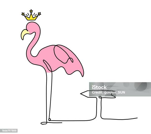Silhouette De Flamant Abstrait Avec Direction Comme Dessin Au Trait Sur