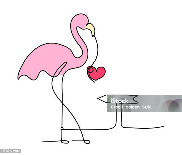 Silhouette De Flamant Abstrait Avec Direction Comme Dessin Au Trait Sur