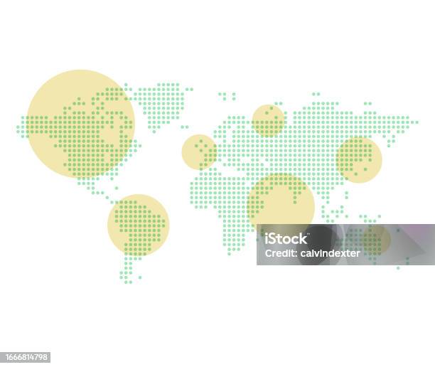 World Map Spotted Design With Highlighted Areas Stock Illustration