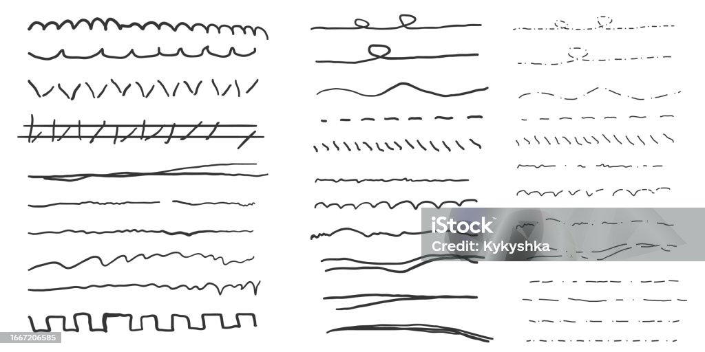 Set Of Hand Drawn Line Strokes Brushesunderline Strokesfreehand Doodles