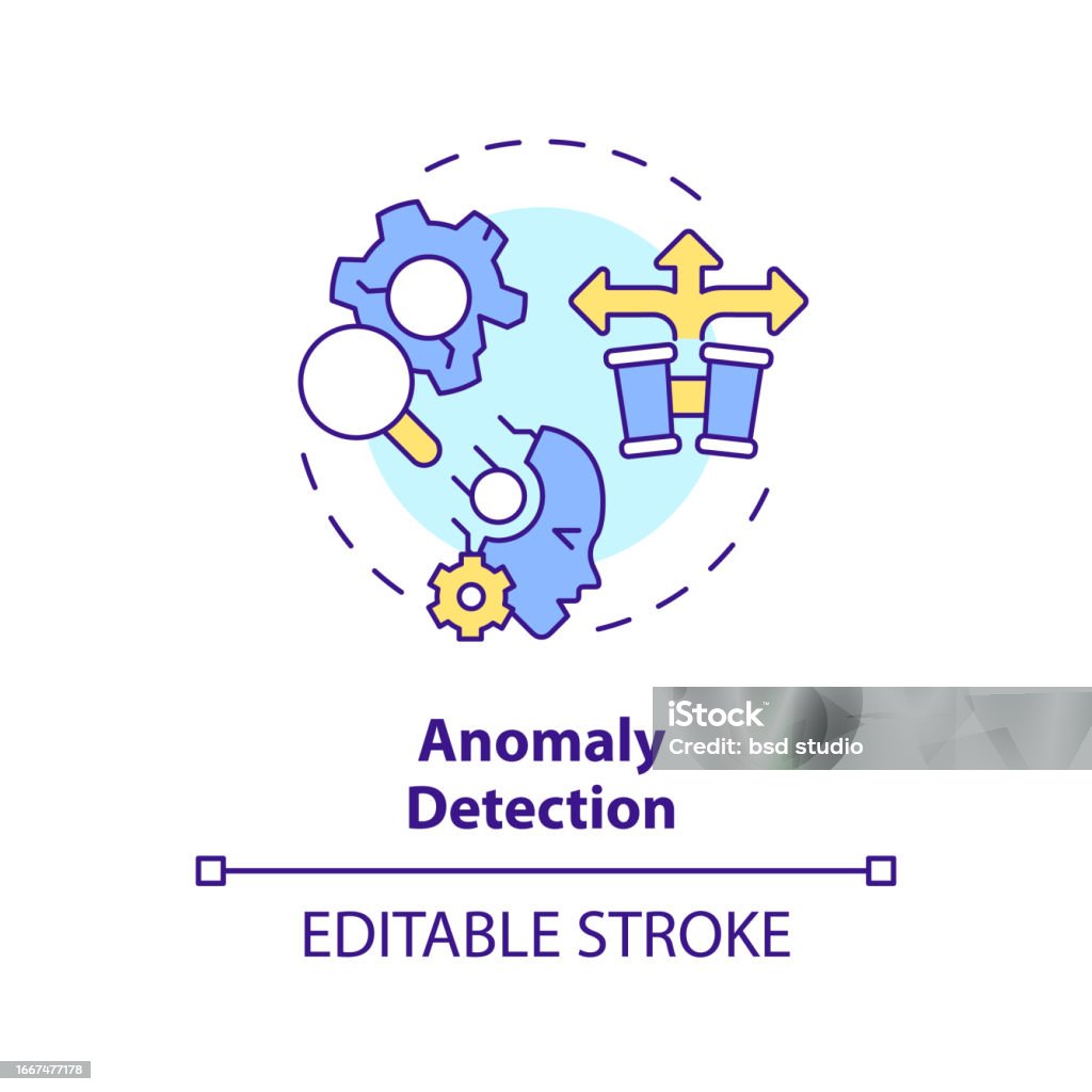 2d Thin Linear Colorful Anomaly Detection Icon Stock Illustration