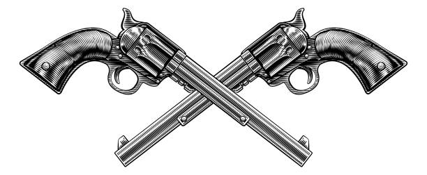 Crossed Six Shooters Drawing