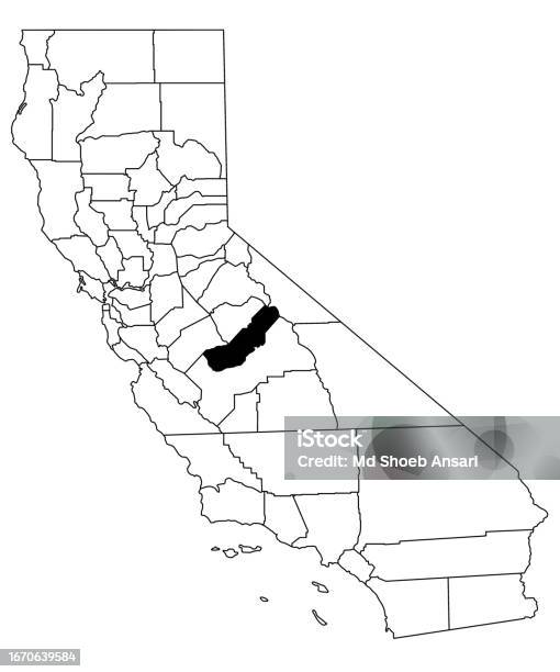 Carte Du Comté De Madera Dans Létat De Californie Sur Fond Blanc Carte