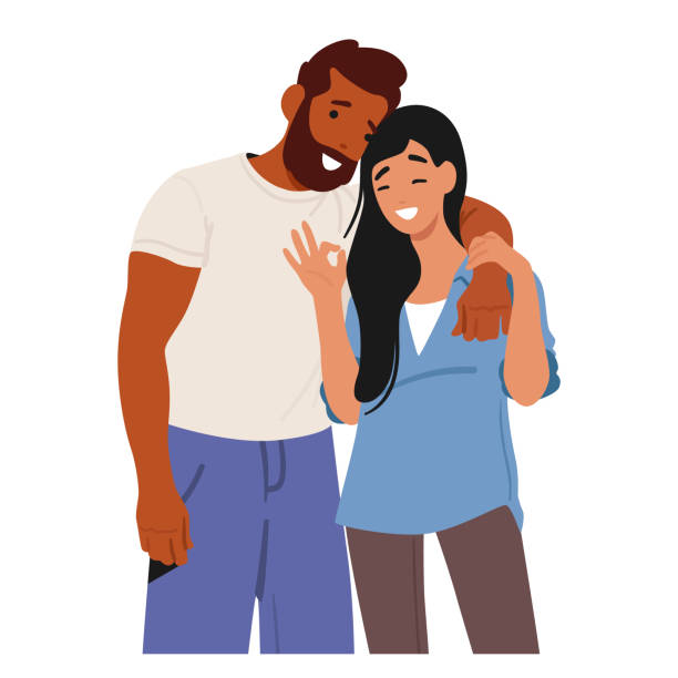 110 Man Woman Hugging Smiling Black White Cartoons Stock Illustrations