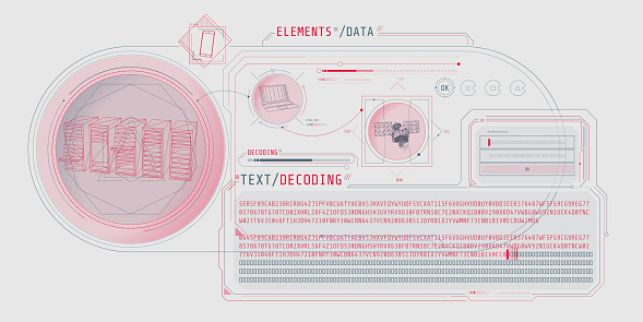 Hud Interface For Processing Server Data With Text Decoding Stock Illustration Download Image